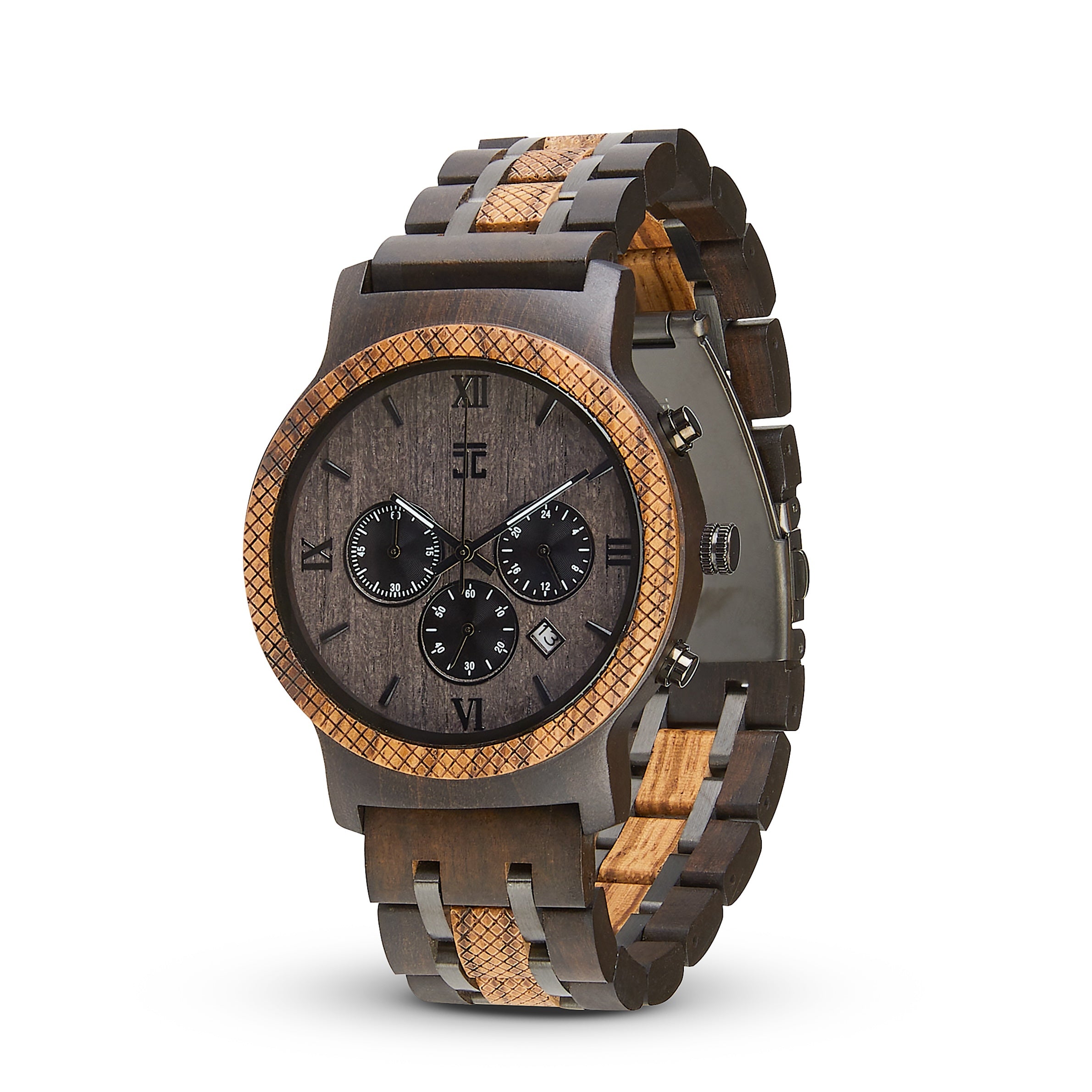Dark Sandalwood x Zebra Wooden Chronograph Watch | Joycoast